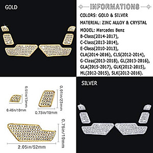 1797 Compatible Seat Adjust Button Caps for Mercedes Benz Accessories Parts Bling W204 W212 C117 X156 C E CLA GLA GLE Class AMG Covers Decals Interior Decorations Women Men Crystal Silver Pack of 6