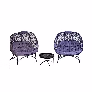 FlowerHouse FHPC400-FOL-SET Cozy Pumpkin Loveseat Flower of Life Conversation Set, Purple