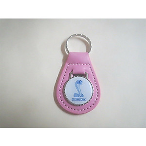 SHELBY AMERICAN CS SNAKE BLUE WHITE LOGO LEATHER KEYCHAIN - PINK