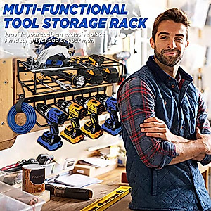 Bygytyo Heavy Duty Floating Tool Shelf, Power Tool Organizer for Handheld Power Tools, Drill Holder Wall Mount Storage Rack, 100# Weight Limit, Compact Removable Design, Perfect for Father's Day