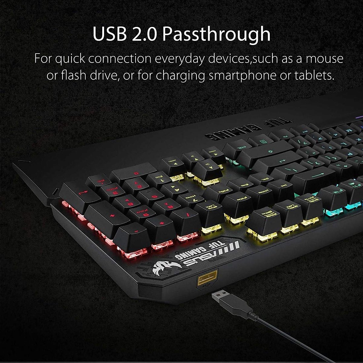 ASUS Mechanical PC Gaming Keyboard for PC - TUF K3 | Programmable Onboard Memory | Dedicated Media Controls, Aura Sync RGB Lighting | Detachable Magnetic Wrist Rest | Highly Durable | Black (Renewed)