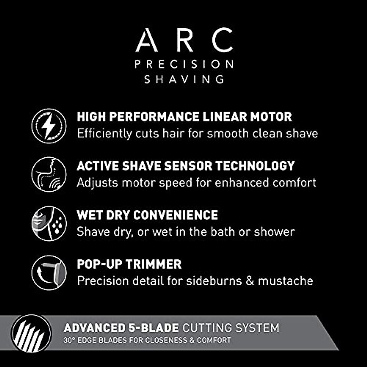 Panasonic ARC5 Electric Razor for Men with Pop-Up Trimmer, Wet/Dry 5-Blade Electric Shaver with Intelligent Shave Sensor and Multi-Flex Pivoting Head – ES-LV65-S (Silver)