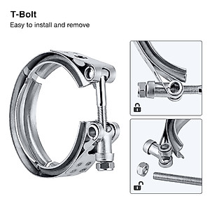 EVIL ENERGY 2" V Band Clamp with Flange Male Female Stainless Steel, Bundle with 4 Holes Adjustable Exhaust Hanger Universal 2PCS