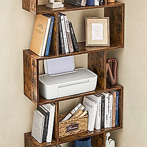 VASAGLE Bookshelf, 6-Tier Bookcase, Tall Display Shelf, Freestanding Divider, for Home Office, Living Room, Bedroom, Study, Rustic Brown