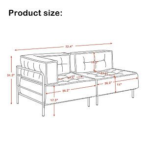 MCombo Modular Sofa Couch with Removable Cushion, 2 Seaters Accent Sofa Chair for Living Room, Apartment, Office 4663+4644 (Ivory)