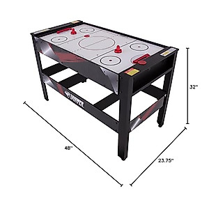 TRIUMPH SPORTS USA 4-in-1 Rotating Swivel Multigame Table – Air Hockey, Billiards, Table Tennis, and Launch Football , Black/White, 23.75 x 32.00 x 48.00"