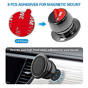 pop-tech Sticky Adhesive Replacement for Magnetic Car Mount, 8PCS Circular Heat Resistant 3M VHB Double Sided Strong Sticker Pads for Magnet Cell Phone Stand & Finger Ring Holder & Socket Grip Mount