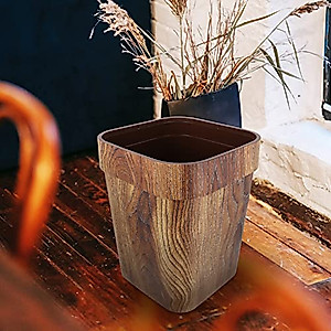 Zerodeko Trash Can Wood Trash Can Lidless Wastebasket Wood Grain Garbage Container Kitchen Trash Bin Office Trash Can for Bathrooms Kitchens Home Offices 11.99X9.43X9.43inch