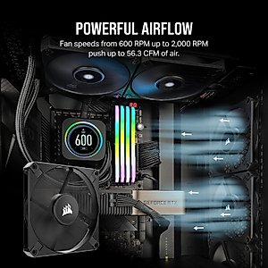 Corsair AF120 Slim, 120mm PWM Fluid Dynamic Bearing Fan (Thin Profile for Small-Form-Factor Cases, Low-Noise, Up to 2000 RPM, Zero RPM Mode Support, Universal 120x15mm Sizing) Single Pack, Black