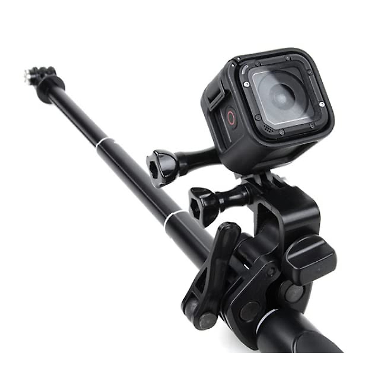 Lupholue Easy-Mounted Gun/Rod/Bow Camera Clamp Mount Fishing Pole Clamp with Front & Rear Camera Mounts for GoPro Hero 10, 9, 8, 7, (2018), 6 5, Hero Black, Session, Xiaomi Yi, SJCAM, Campark