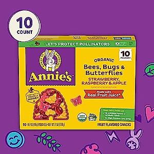 Annie's Organic Bees, Bugs, and Butterflies Fruit Flavored Snacks, 10 Pouches, 7 oz.