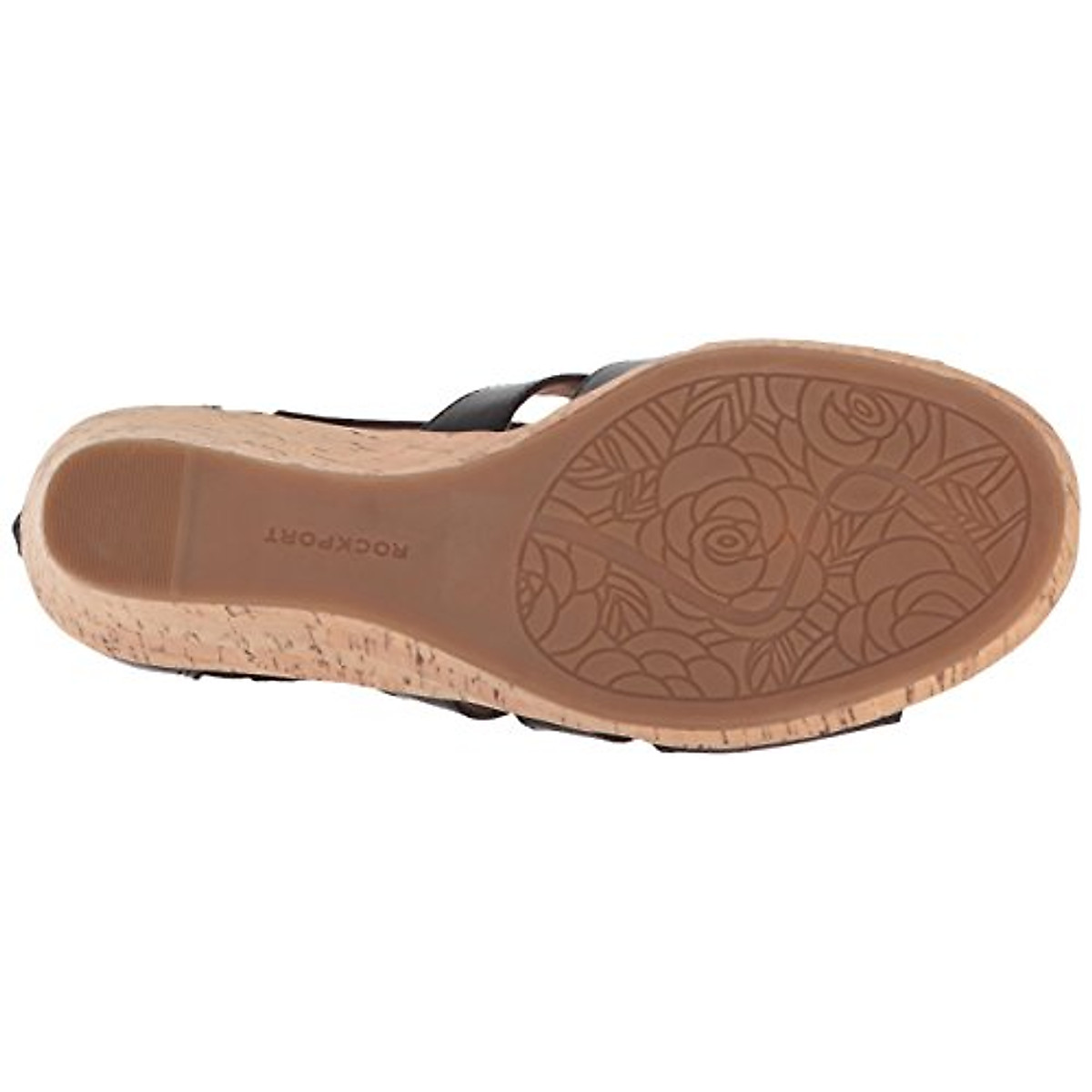 Rockport womens Briah Gladiator Wedge Sandal, Black Leather, 6.5 Wide US