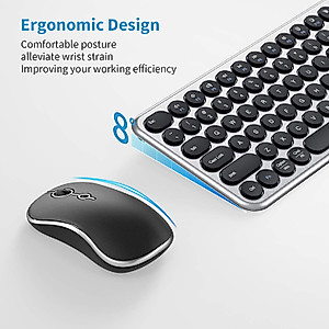Multi-Device Bluetooth Keyboard Mouse, Full Size 2.4GHz Rechargeable Wireless Keyboard Mouse Combo, Connect up to 3 Devices for Windows, Android, Mac OS