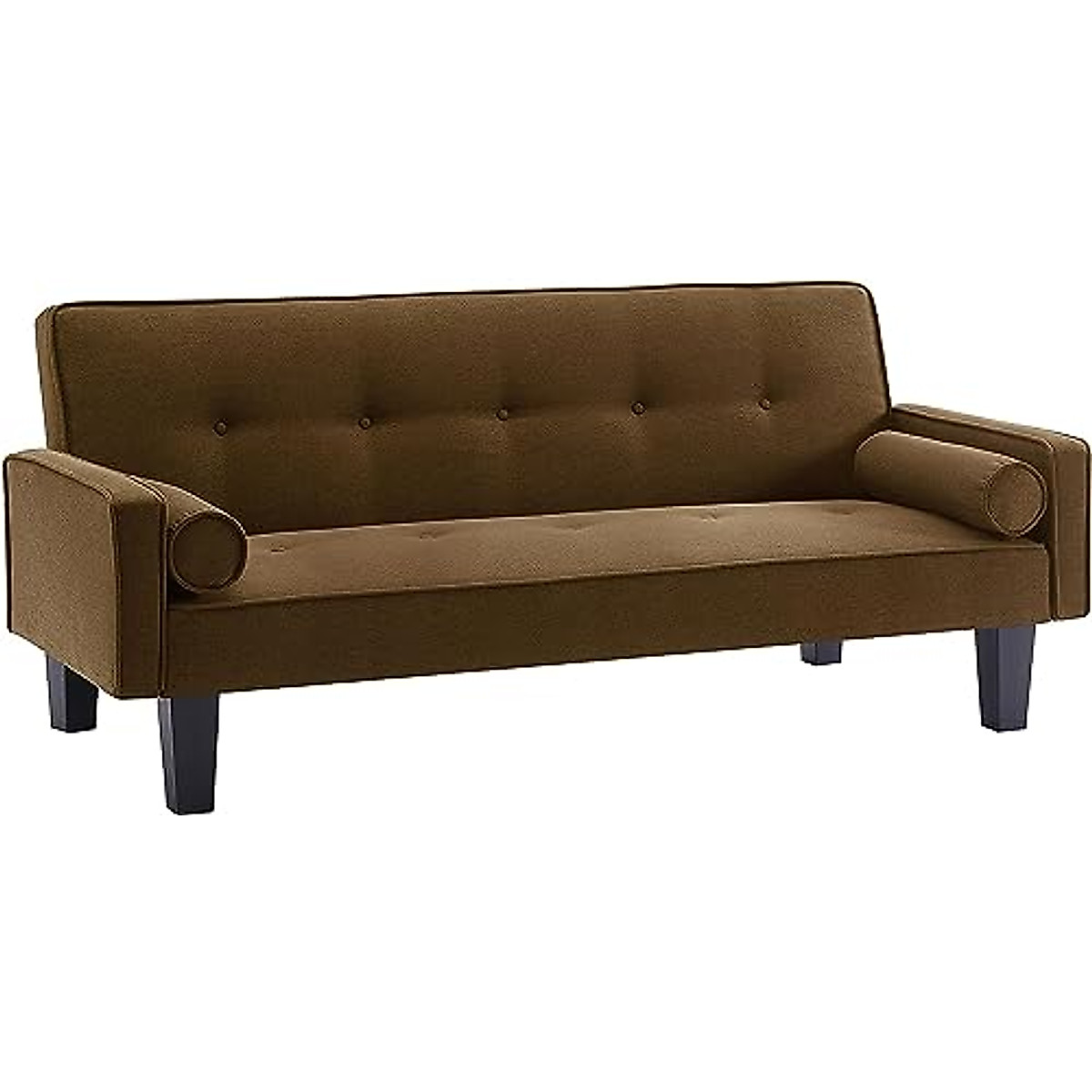 FULife 72" Convertible Loveseat Sofa Bed Sleeper Daybed,Modern Upholstered Folding Recliner,Small Futon Sofá,2 Seaters Couches with Two Pillows for Living Room/Office/Aparment/Place, Brown Fabric