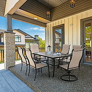 HAPPATIO 7 Piece Patio Dining Set,Outdoor Dining Set,Patio Furniture Sets,2 Swivel Dining Chairs,4 Reg.Dining Chairs,Textilene Furniture Set for Patio,Yard,Pool (Khaki)