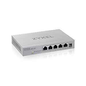 Zyxel 5-Port 2.5Gb MultiGig Ethernet Unmanaged Switch | 5 x 100/1G/2.5G Ports | Plug & Play | Metal Housing | Desktop or Wall-Mount | Ethernet Splitter MG-105