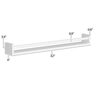 Wallniture Utah 32" White Nursery Bookshelves Wall Mounted, Wood Floating Book Shelves for Kids Room Set of 2