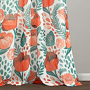 Lush Decor Pair Poppy Garden Sheer Window Curtain Panels Multi 52X84 Set, 84" Long x 52" Wide