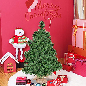 3FT Artificial Tabletop Christmas Tree, Premium Spruce Christmas Tree w/Burlap Base, for Xmas Indoor Decor