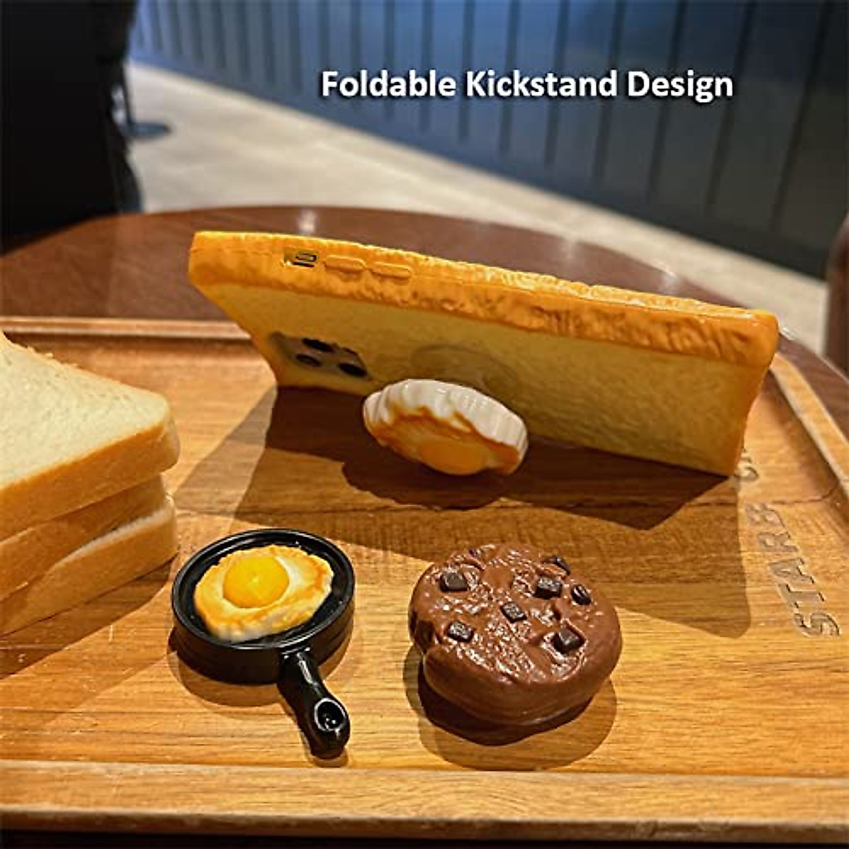 JIATAY Case for iPhone 14 Plus Case Silicone Cute, Camera Lens Protector Design Kawaii Cartoon 3D Vintage Thick Case Protective Cover with Stand (Fried Egg, iPhone 14 Plus)