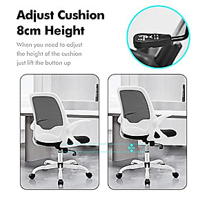 KERDOM Office Chair, Ergonomic Desk Chair, Breathable Mesh Computer Chair, Comfy Swivel Task Chair with Flip-up Armrests and Adjustable Height