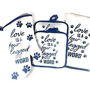 Kitchen Set -Oven Mitts and Pot Holders Sets with Kitchen Towels,- Heat Resistant Oven Gloves,Soft - -,Multi-Function Potholders Perfect for Cooking , Baking (4pcs) Love is a Four Legged Word