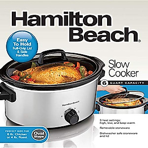 Hamilton Beach 33665 6 Quart Slow Cookers, Silver