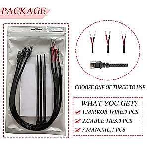 Hydencamm Upgraded Mirror Plug Wire Tap Radar Detector Hardwire Power Cord Kit 16" for Escort Valentine One Uniden Beltronics, Mount RJ11 with Braided Set of 3