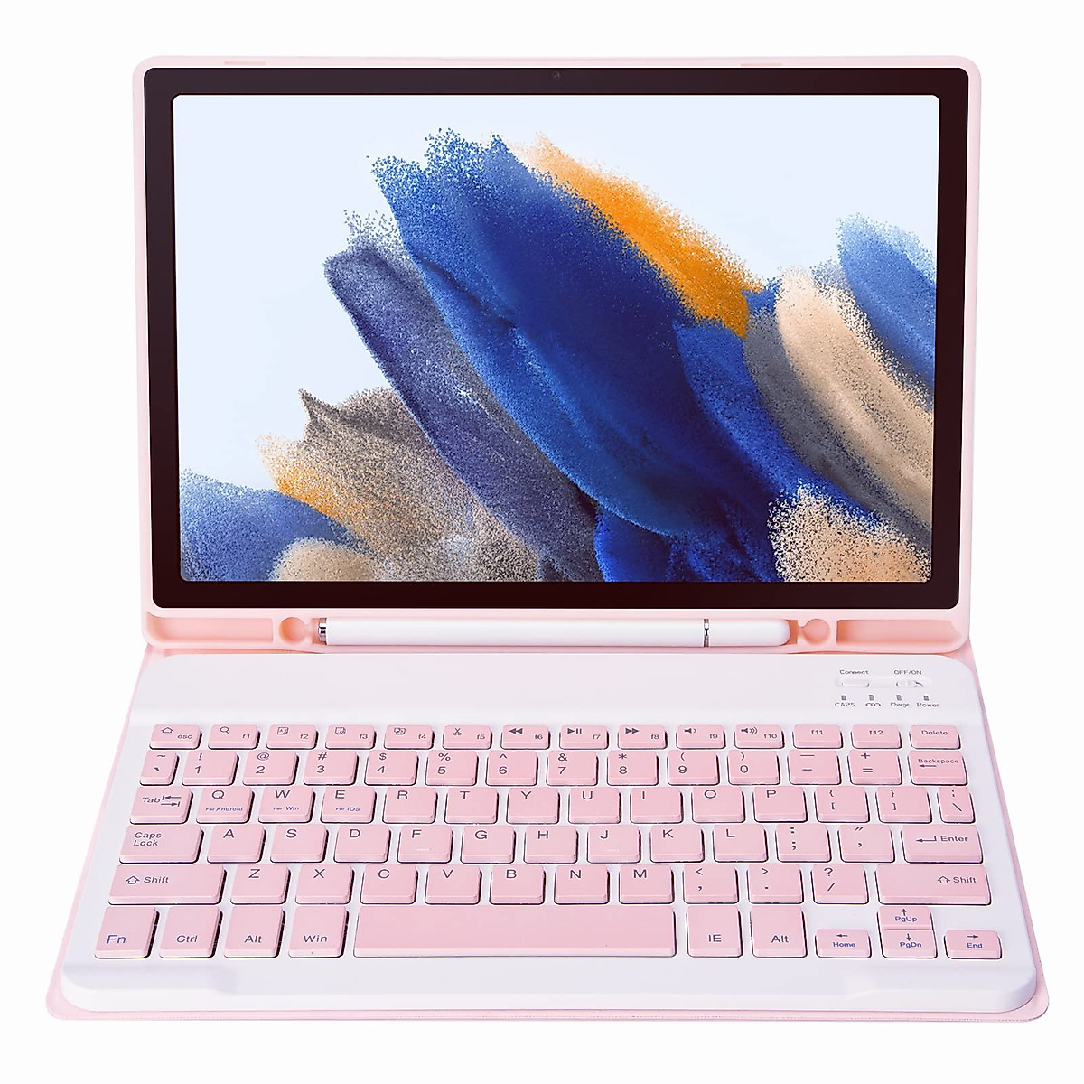 Lrufodya Galaxy Tab A8 10.5 Inch 2022 Case with Keyboard, Candy Colors Detachable Wireless Keyboard with Slim Cover for Galaxy Tab A8 SM-X200 SM-X205 (Pink)