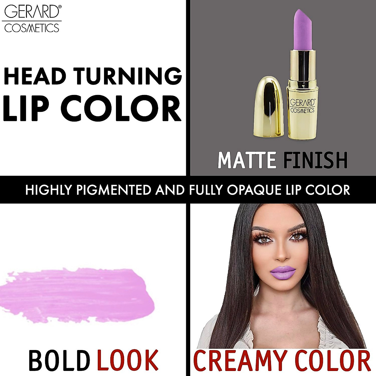 Gerard Cosmetics Lipstick Lilac Moon, Bright Purple Lipstick with Comfort Matte Finish, Highly Pigmented, Smooth Formula with Hydrating Ingredients, Cruelty Free & Made in USA