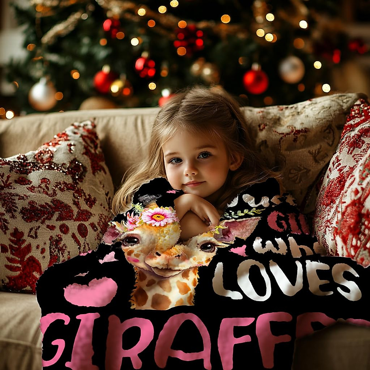 Mokukenren Just A Girl Who Loves Giraffes Blanket Lightweight Cozy Flannel Fleece Throw Blanket Best Gift Home Decor for Bed Couch Outdoor Camping 50"x40" S for Kids