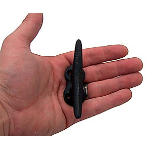 Nautical Black Cast Iron Boat Cleat Wall Hooks, 3.5 Inches, Set of 3