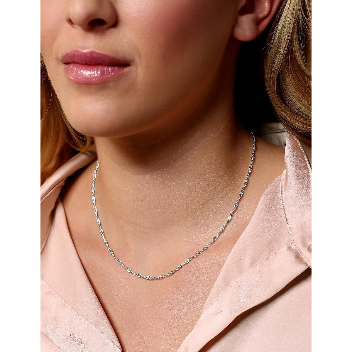 Waitsoul 925 Sterling Silver Singapore Chain Lobster Clasp 2.5mm Necklace for Women Silver Chain for Women Silver Necklace Chain 22 Inches Gifts for Her