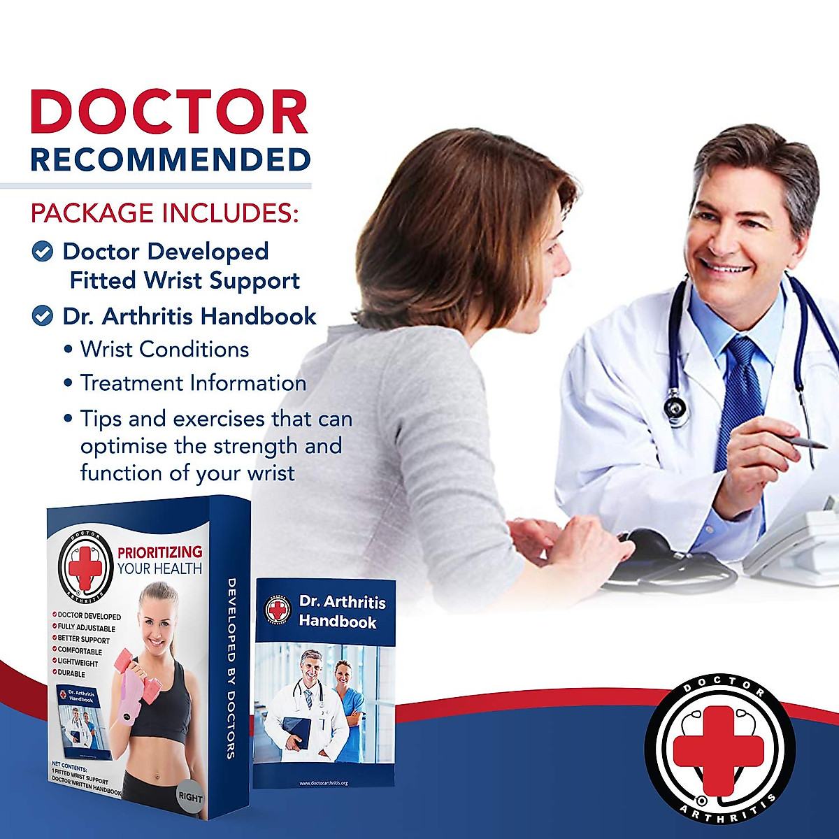 Doctor Developed Comfy,Lightweight,Wrist Support-Strap-Brace-Hand Support, Perfect fit for Right Hand, for Men and Women by Dr Arthritis - Single (Pink)