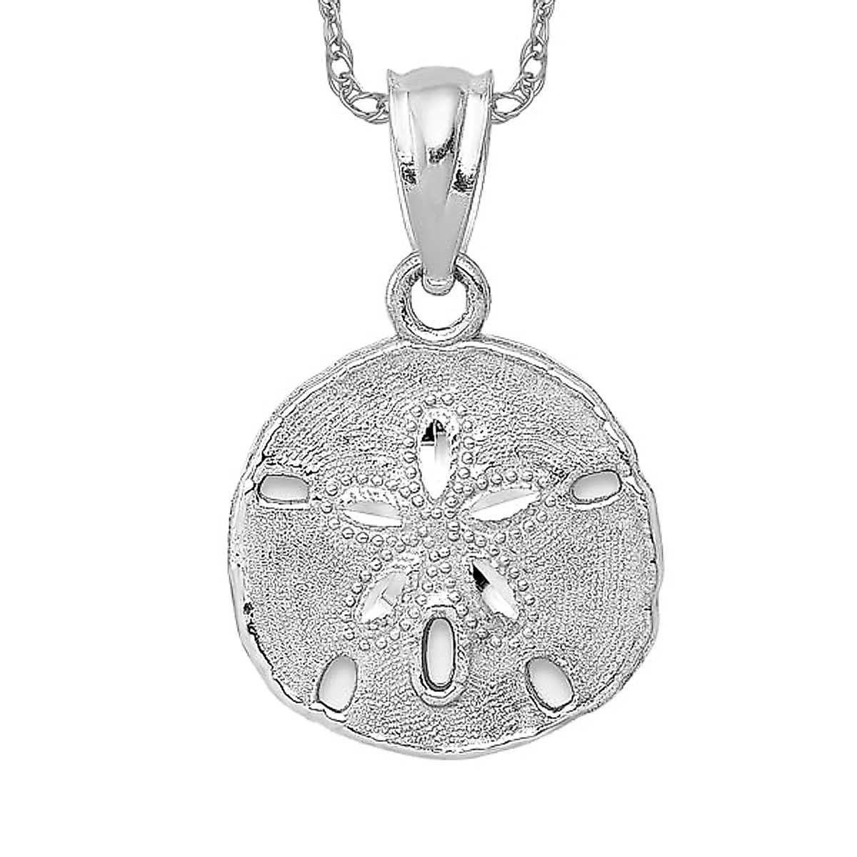 IceCarats 14K White Gold Sand Dollar Sea Star Starfish Necklace Charm Pendant 19mm x 11mm Only