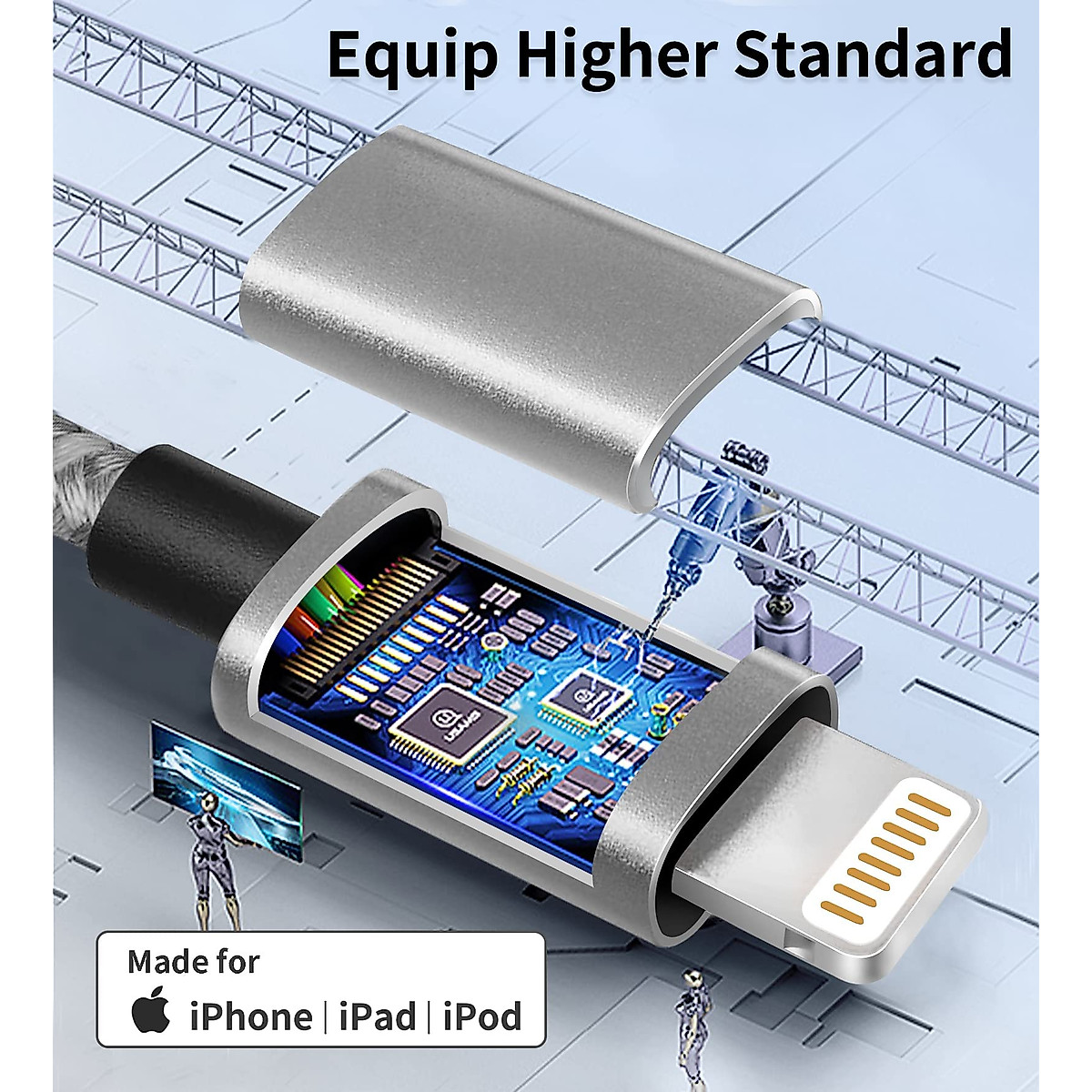 IDISON 6Pack [MFi Certified] iPhone Charger 3/3/6/6/10/10FT iPhone Charger Cord High Speed USB Cable Compatible iPhone14/13/12/11 Pro Max/XS MAX/XR/XS/X/8