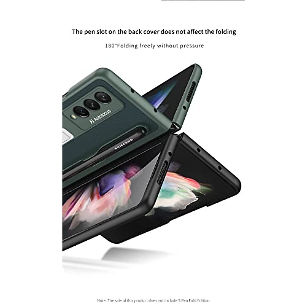 EAXER Compatible with Samsung Galaxy Z Fold 3 5G 2021 case with S Pen Holder Hard PC Bracket Kickstand Luxury Phone Case Cover for Samsung Galaxy Z Fold 3 Green