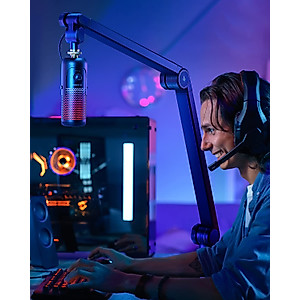 Donner Boom Arm, Adjustable Mic Stand on Desk with 3/8'' to 5/8'' Screw Adapter, Heavy Duty ALU Mic Stand up to 4.2 lbs, Microphone Arm with Cable Management Design for Gaming, Podcast, Recording