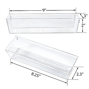 Kingrol 12 Pack Clear Drawer Organizers, Drawer Divider Storage Bins, Desk Storage Box Set for Kitchen Bedroom Bathroom Office Craft Supplies