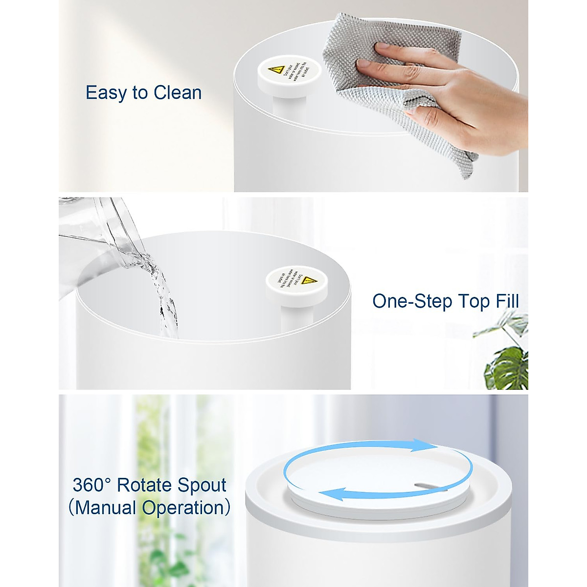 Esemoil Humidifiers for Bedroom, for Large Room, 2.5L Top Fill Cool Mist Humidifiers for Baby, Plants, Smart WiFi Air Humidifier with Diffuser and Nightlight, 28dB, 24H Long Runtime, Work with Alexa