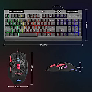 Rii Gaming Keyboard and Mouse Combo,Wired Keyboard and Mouse Set,Full Size LED Rainbow Backlit Keyboard, Gaming Keyboard for Windows/Mac/PC/Chrome and Office/Home/Gamers