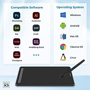 XPPen Deco LW Wireless Drawing Tablet- 10x6 Bluetooth Graphic Tablet with Battery-Free X3 Digital Stylus Wireless Drawing PAD Compatible with Chrome, Windows 11, Linux, Mac, and Android (Black)
