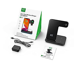 Minthouz 3 in 1 Wireless Charger, 18W Fast Wireless Charging Station for Multiple Devices Apple Watch, AirPods, Wireless Charger Stand Compatible with iPhone 14/13/12/11 Series, Samsung (with Adapter)