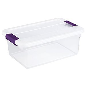 Sterilite 15 Quart ClearView Latch Storage Container With Sweet Plum Handles