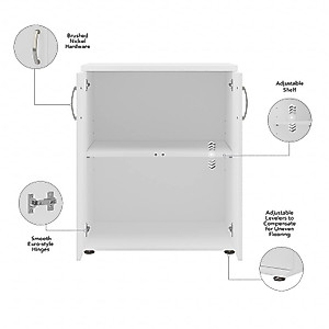 Bush Business Furniture Universal Floor Storage Cabinet with Doors and Shelves in White