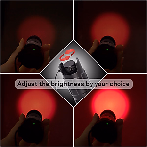 WAYLLSHINE Stepless Dimming Red Light Flashlight, 620nm-630nm High Purity Red Light Flashlight, Adjustable Brightness and Focus Red Flashlight for Night Observation, Astronomy, Aviation