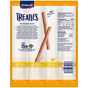 Vitakraft Treaties Dog Chew Sticks - Treats Made with 90% Chicken - Soft Dog Jerky Treats - Dog Chews No Rawhide