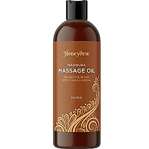 Vanilla Massage Oil for Date Night - Premium Easy Gliding Sensual Massaging Oil with Silky Smooth Non Greasy Non Staining Jojoba Coconut and Sweet Almond Oil - Therapeutic Grade Non GMO and Vegan