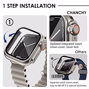 [ Looks Like Ultra Protector Case ] CHANCHY 2 in 1 Waterproof Case for Apple Watch Case 44mm with Screen Protector, Front & Back Full Protective Bumper Face Cover for Men Women, 44mm, Titanium