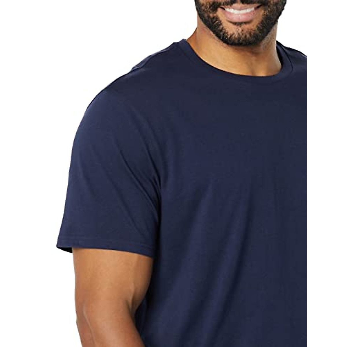 Amazon Essentials Men's Slim-Fit Short-Sleeve Crewneck T-Shirt, Pack of 2, Navy/Dark Blue, Medium